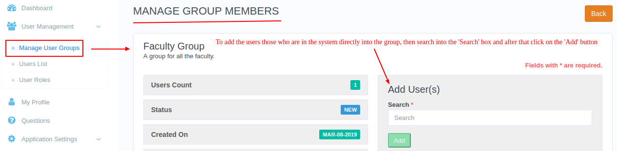 How to add a user directly into the group that is in the SmartOAS system?